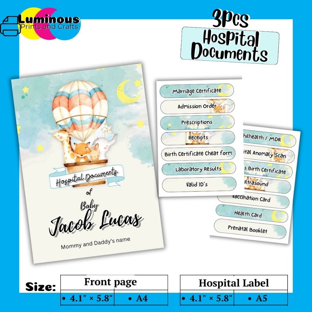 Mommy and Baby Boy Hospital Document Label and Checklist stickers ...