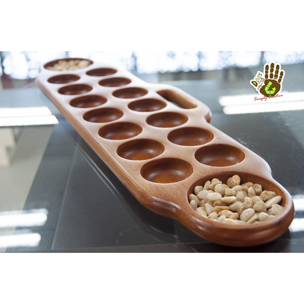 Wooden Sungka Board Game WITH Pebbles | Shopee Philippines