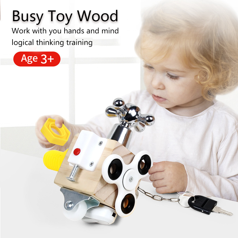 Busy toy wood cube Busy cube for toddler Essential Educational Sensory ...