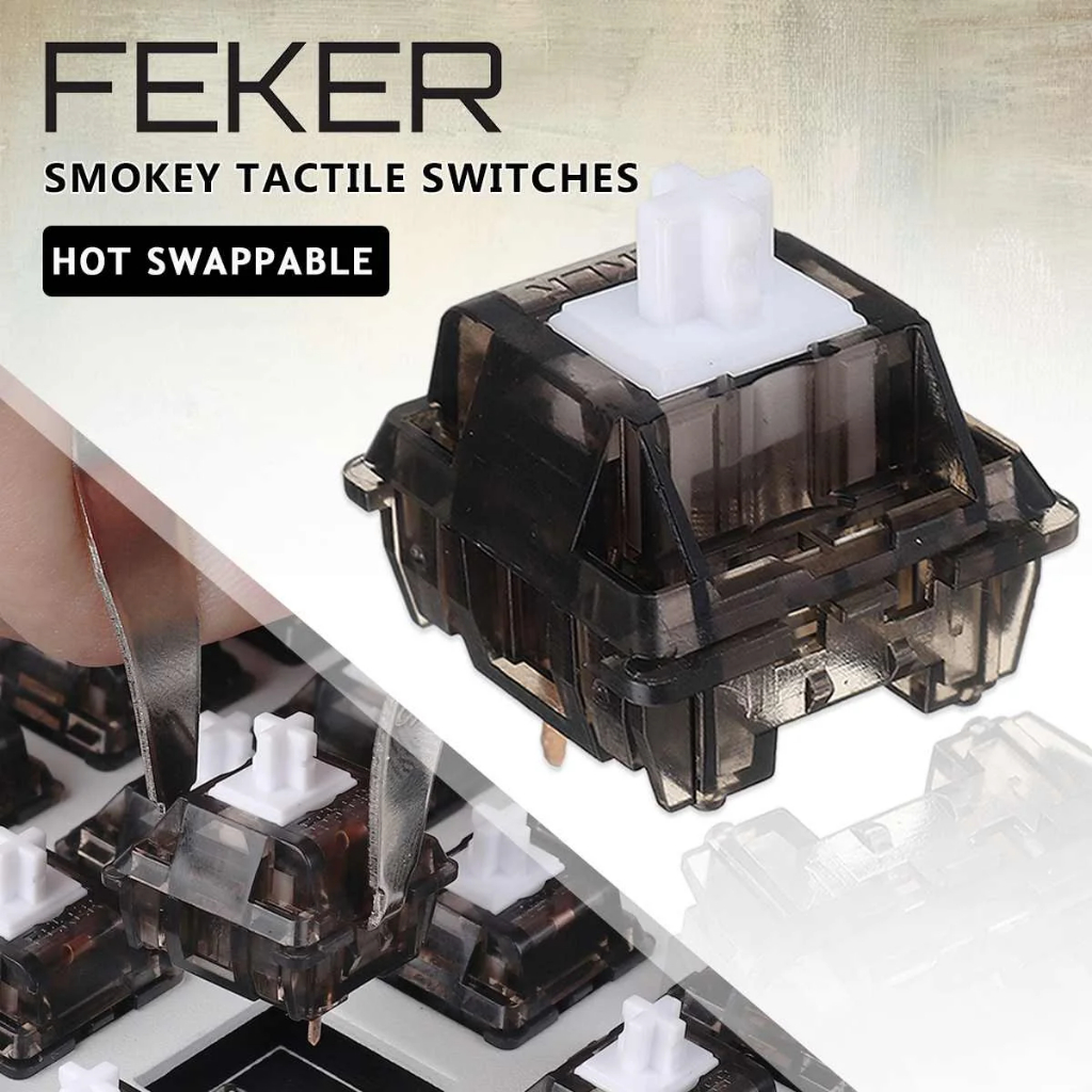 FEKER Smoked White Switches 3pin Pre-lubed Tactile Customized for All ...