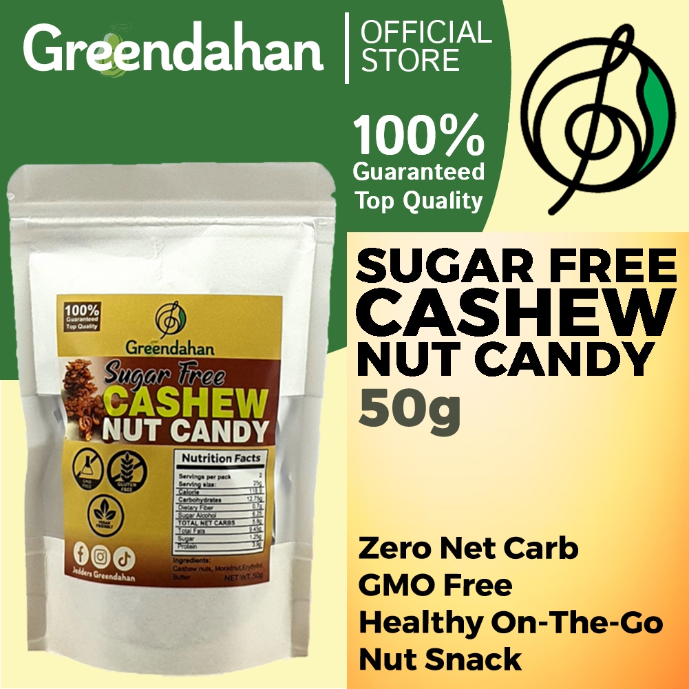 GREENDAHAN/ Sugar Free Cashew Nut Candy 50g - No Maltodextrin, Gluten ...