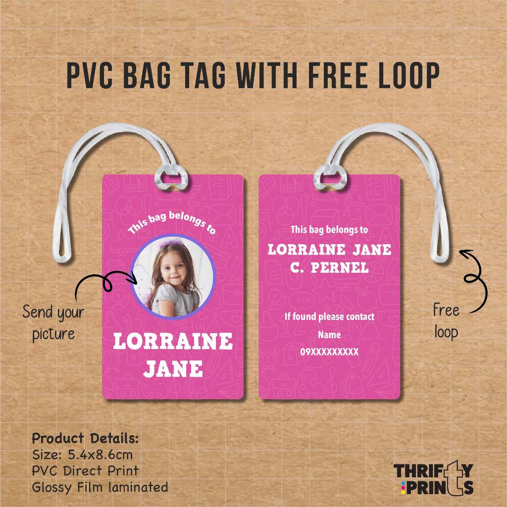 Personalized Bag Tag | With Picture | Free Rubber Loop | Waterproof ...