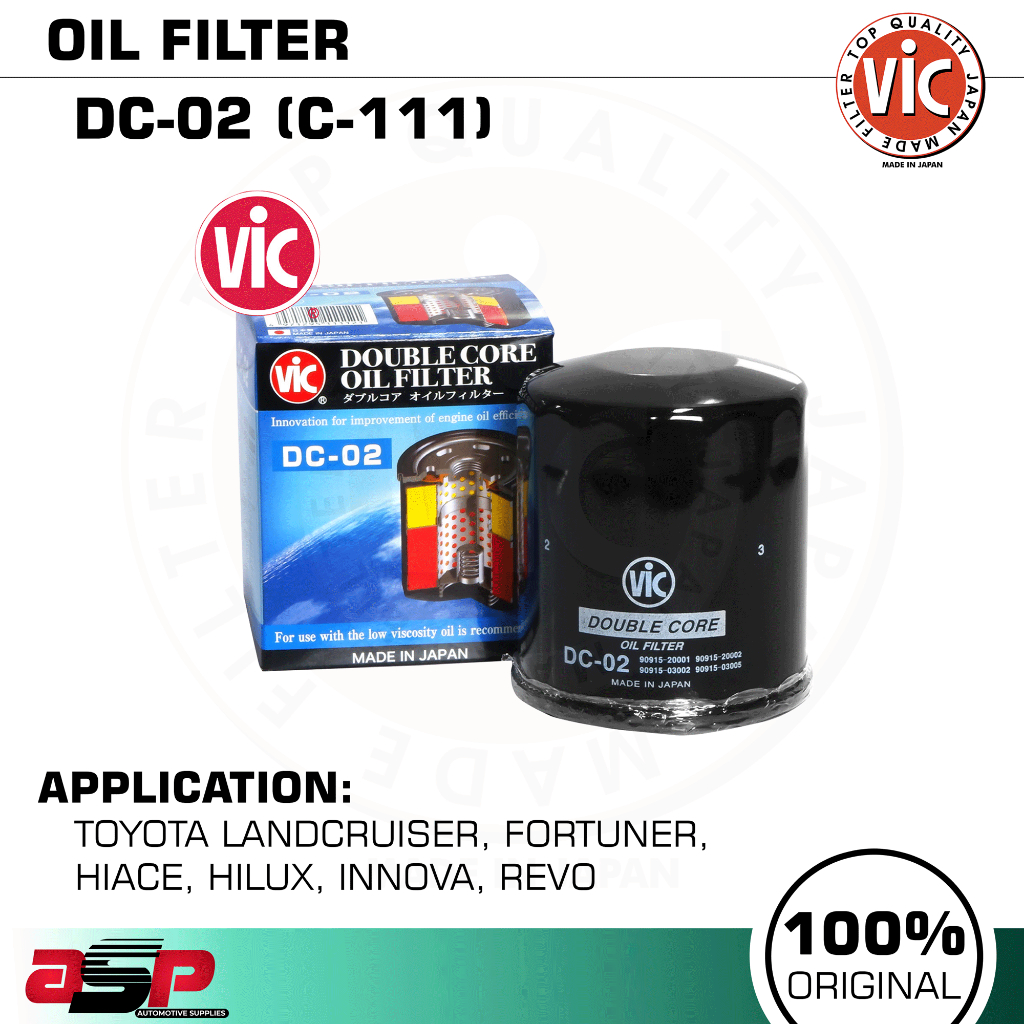 VIC Double Core Oil Filter DC-02 Replaces C-111 for Toyota Landcruiser ...