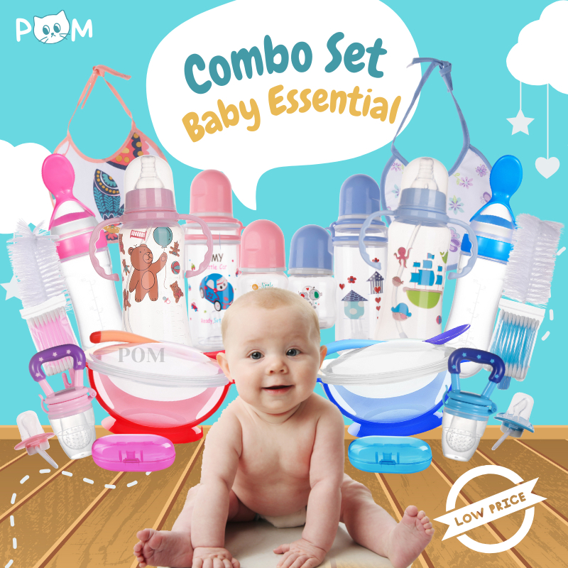 POM Baby Essential Combo Bundle Set Kids Bowl Pacifier Silicone Bottle ...