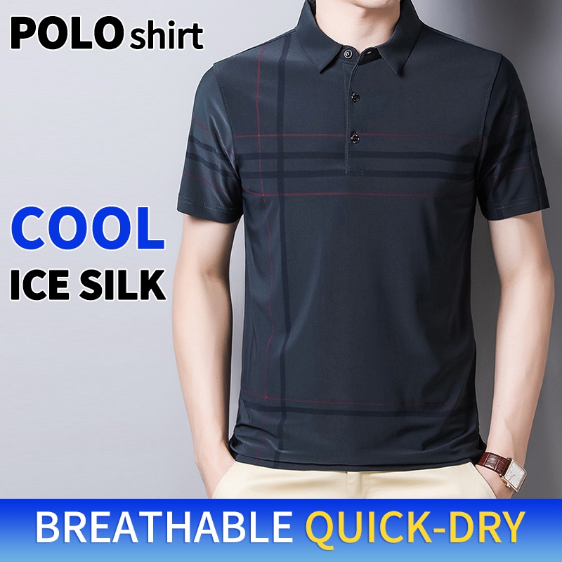 polo shirt for man short-sleeved T-shirt summer lapel ice silk polo for ...