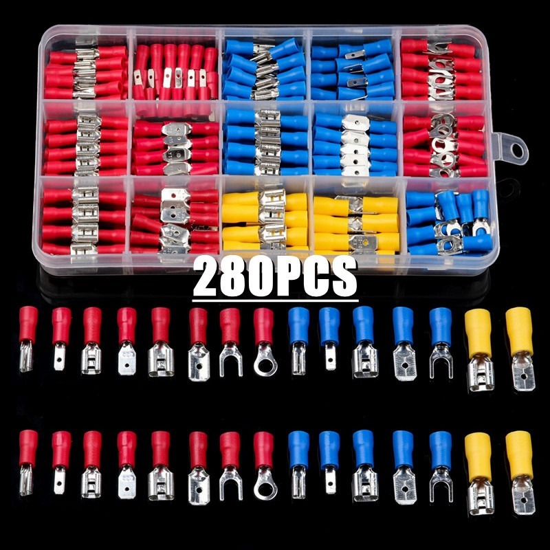 280pcs Terminal Cable Flat Female And Male Insulated Wire And Cable ...