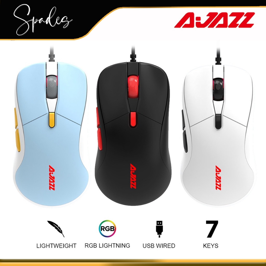 Ajazz AJ129 Wired Mouse 7 Buttons USB Lightweight 65g Mice RGB Light ...