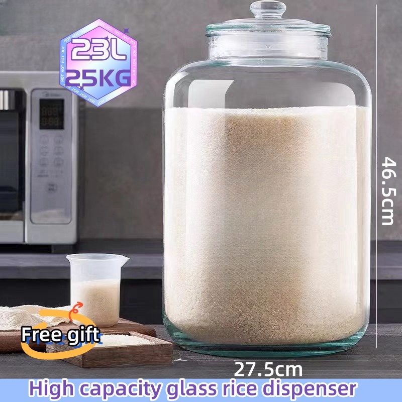 Glass rice storage container airtight big glass jars with lid glass ...
