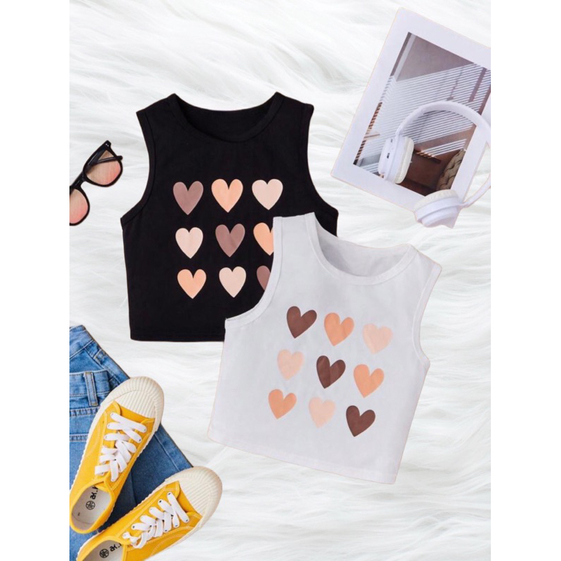 Tank Tops Kids Heart Pattern | Shopee Philippines