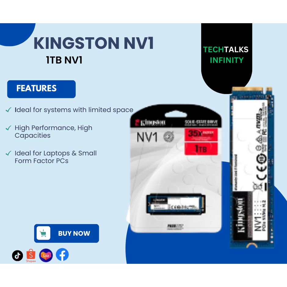 Kingston NV1 M.2 Nvme SSD 1TB Internal Solid State Drive PC Laptop ...