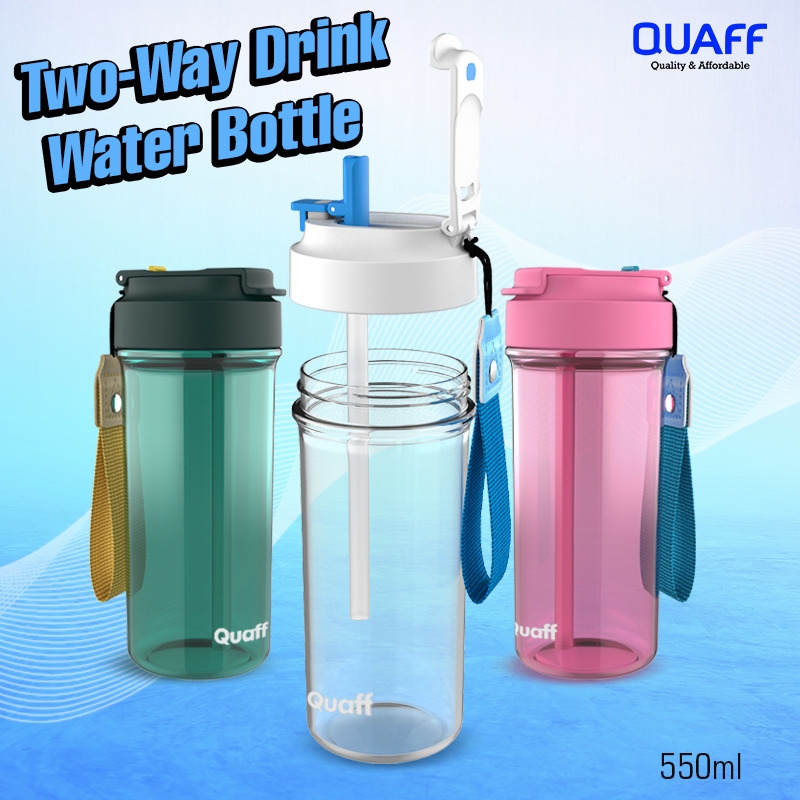 QUAFF 550ml WAter Bottle with Straw Two-way Drinking Bottle Nozzle and Spout | Shopee Philippines