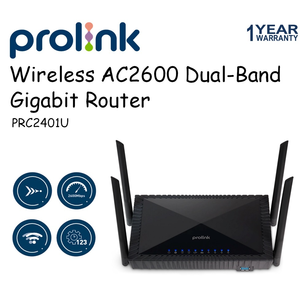Prolink PRC2401U Wireless AC2600 Dual-Band Gigabit Router | Shopee ...