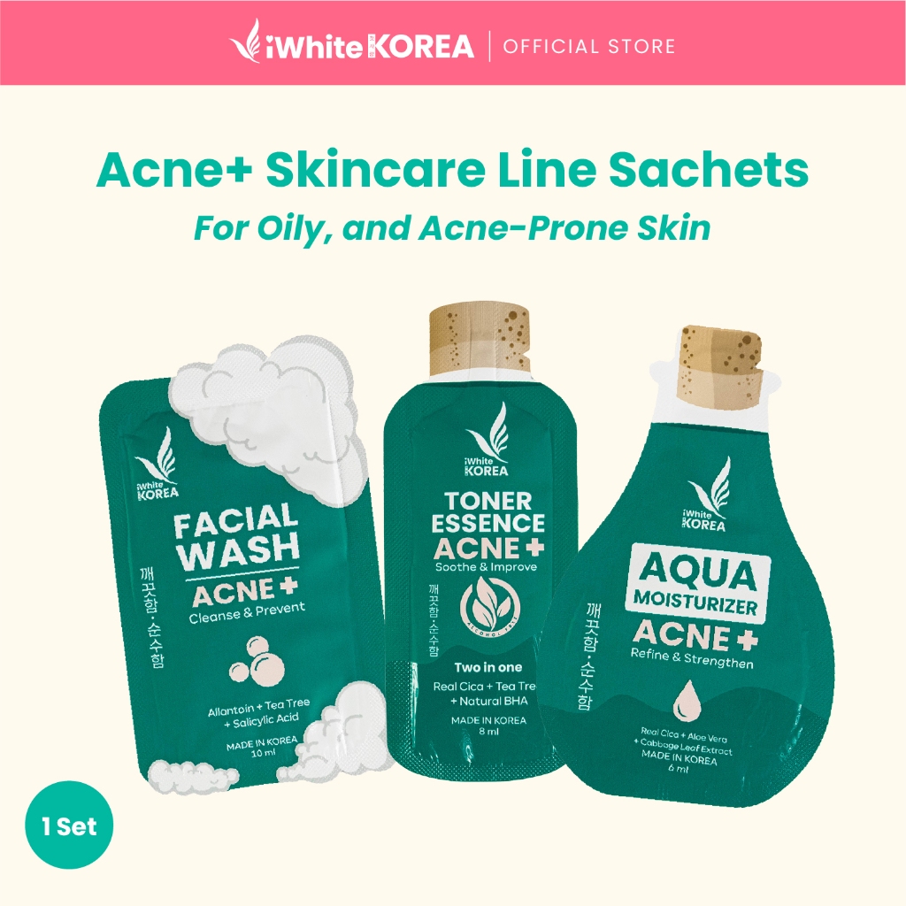 iWhite Korea Acne+ Skincare Line Bundle Sachet (Wash, Tone ...