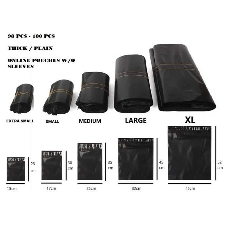 KENLEI 98-100 pcs black courier pouch plain pouch express pouch parcel ...