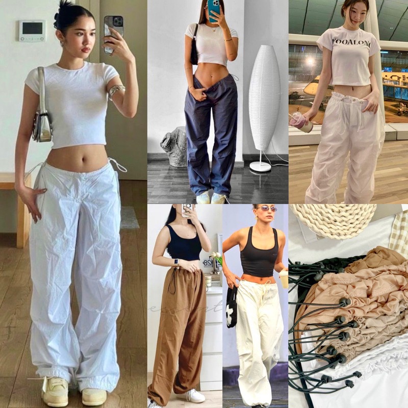 YY Parachute Pants Swag Jogger with String Taslan Fabric | Shopee ...
