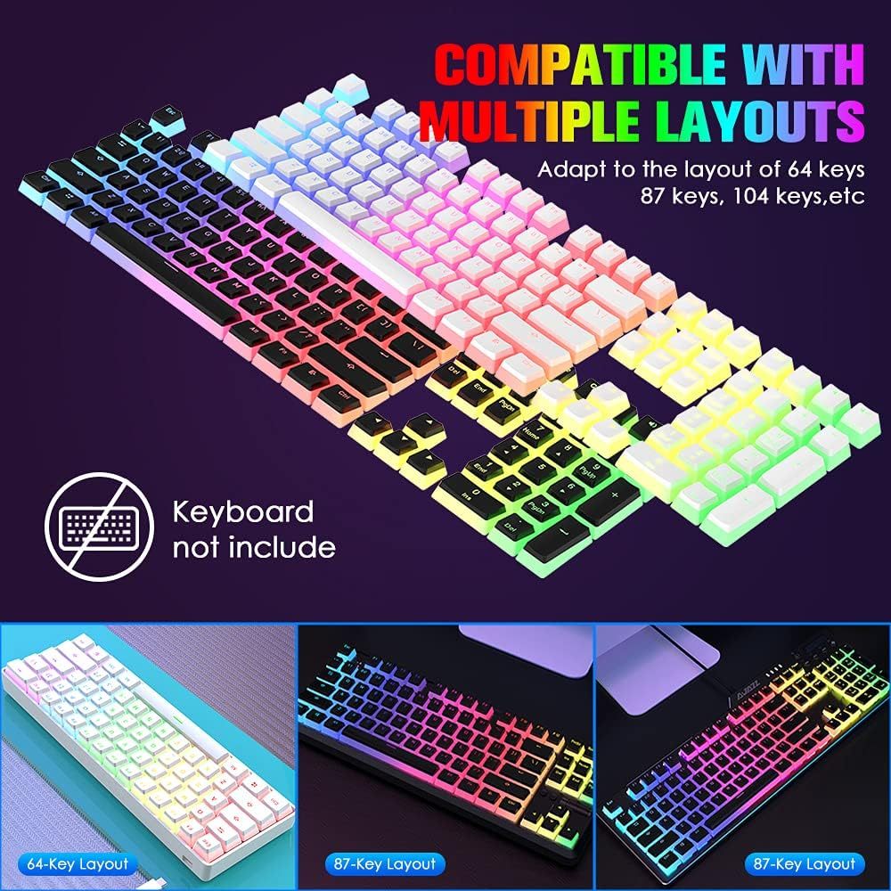 FEKER Pudding Keycaps 130 Keys OEM PBT Backlit Keycap for 61/62/84/87 ...