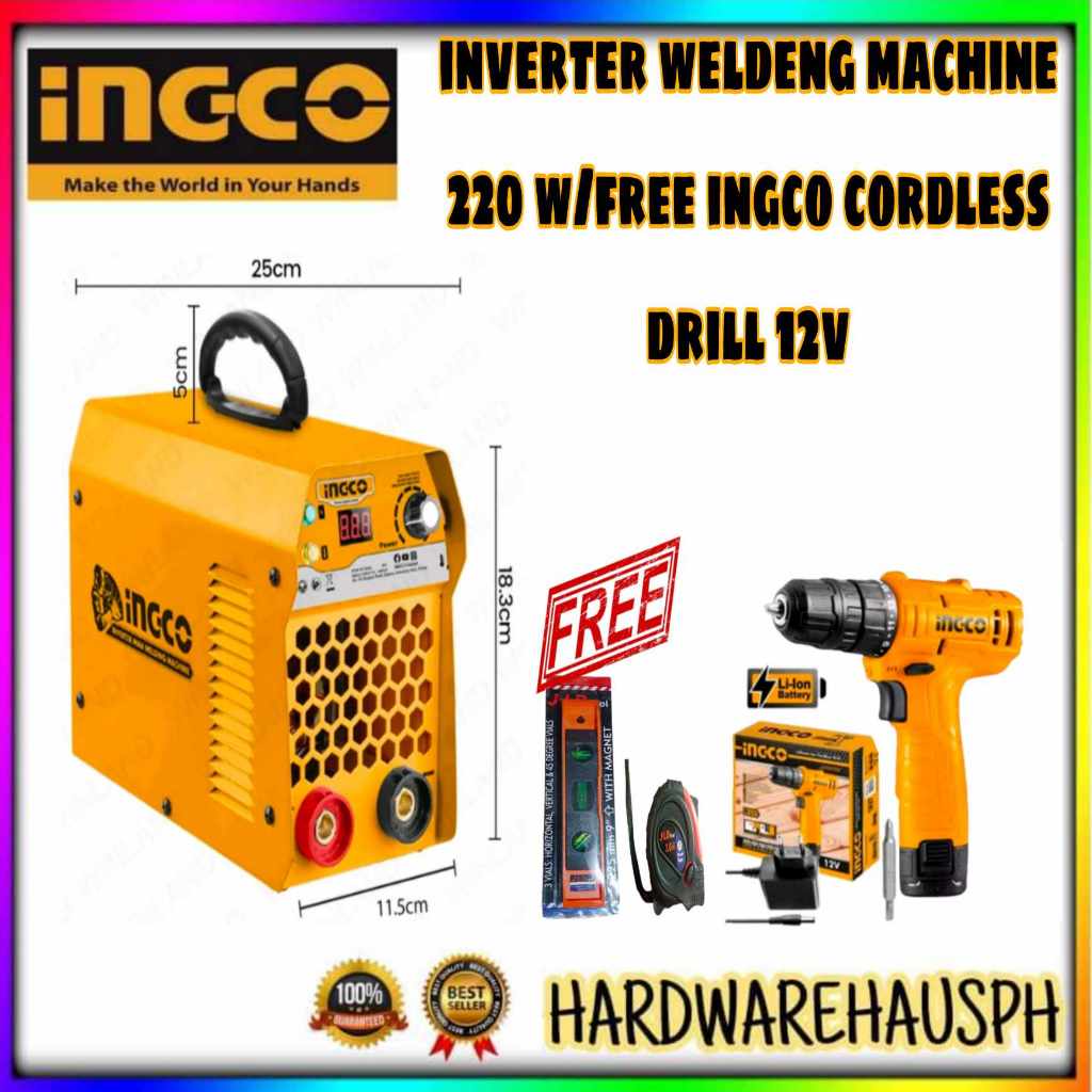 INGCO PROMO 220A Welding Machine w/FREE INGCO Cordless Drill 12v - JLD ...