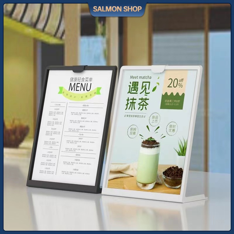 A4 Acrylic L-Shaped Menu Display Stand Restaurant Desktop Display ...