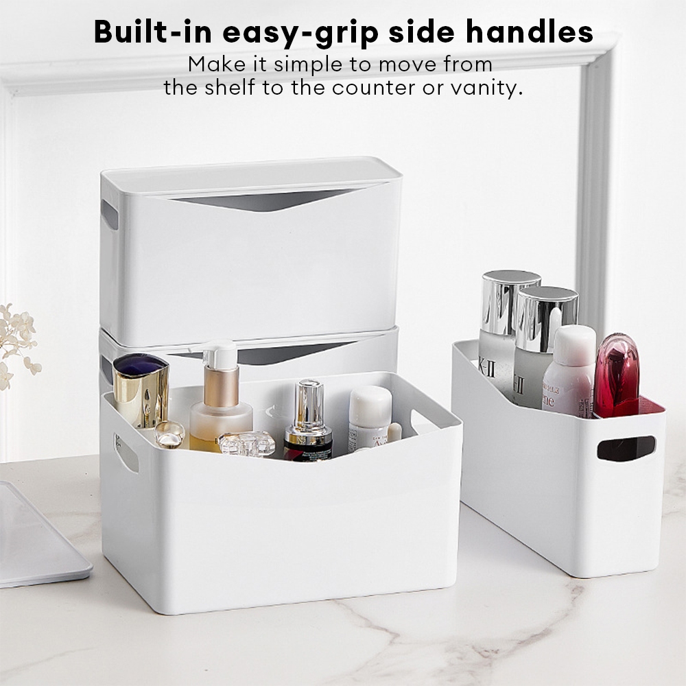 PET Stackable Desktop Storage Cosmetic Box Countertop Organizer Bin ...