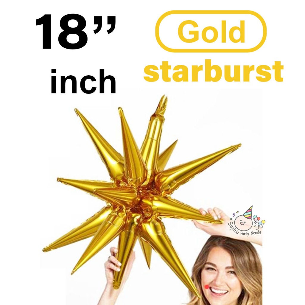 4 Side Star Point and Starburst Spike Foil Balloon Tala Diamond Shape ...