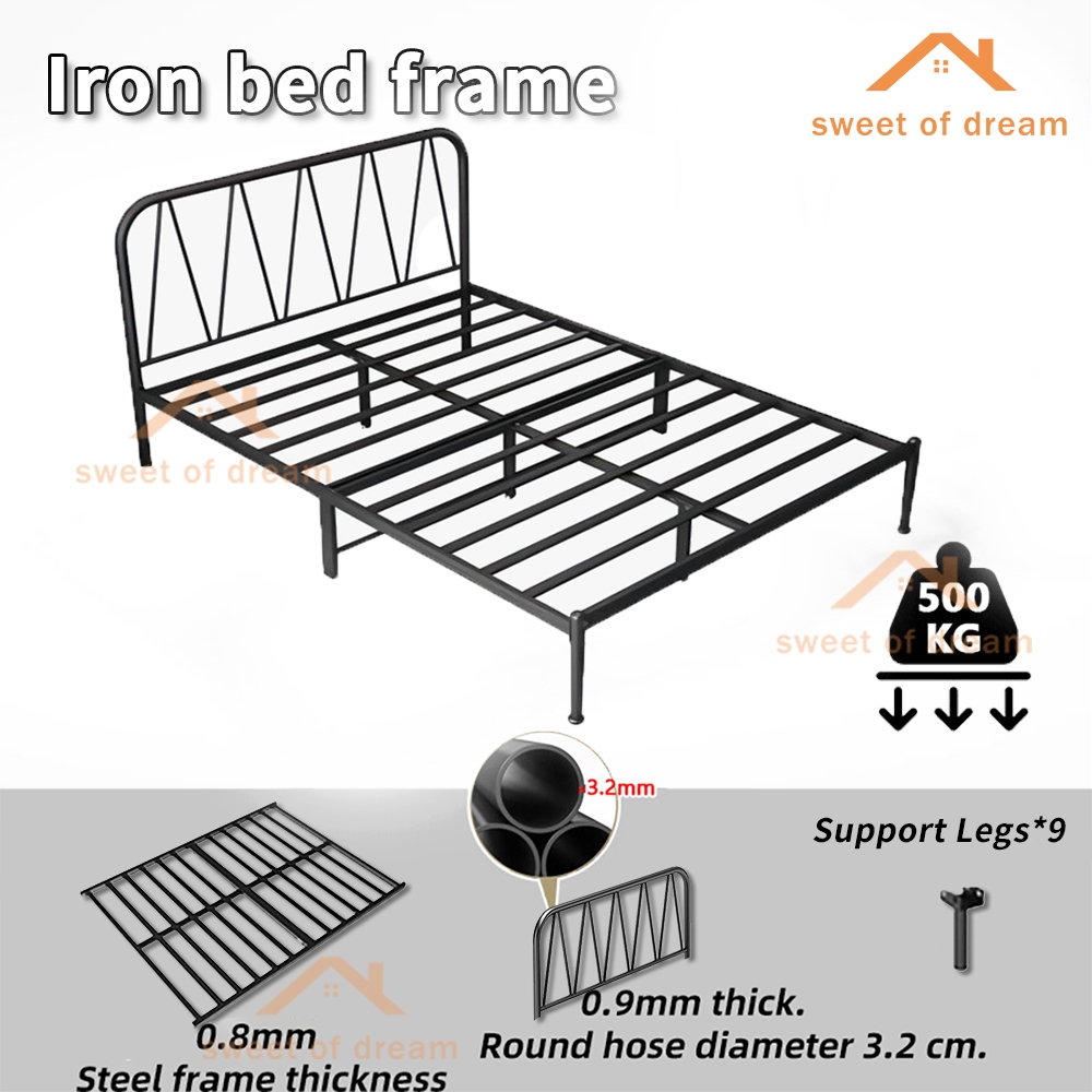 Metal bed frame Iron frame bed Single/double/queen bed High load ...