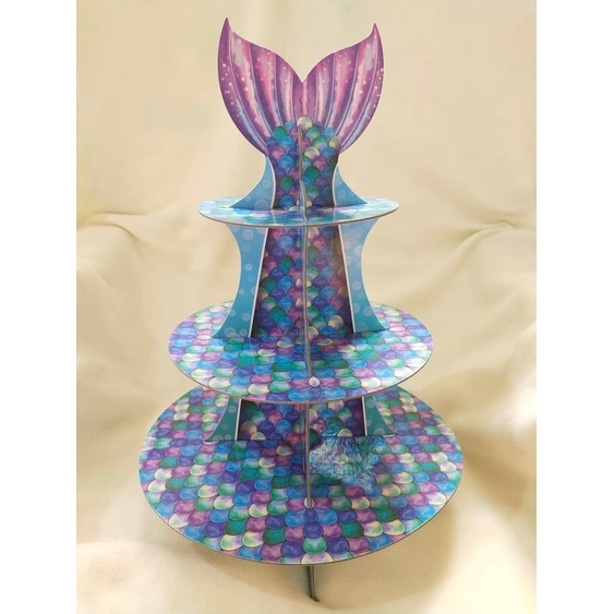 3 Tier Cardboard Cupcake Stand Mermaid Tail Theme | Shopee Philippines