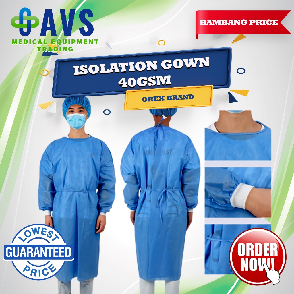 OREX PPE Isolation Gown Non-Woven (25gsm/40gsm/50gsm) | Shopee Philippines
