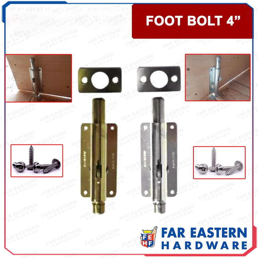 Foot Bolt Door Lock 4" Steel | Antique Brass AMERILOCK | MAXILOCK ...