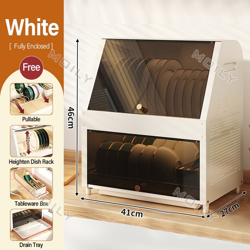 Kitchen Dish Rack With Cover Dust-proof Insect-Proof Dish Drainer Rack ...