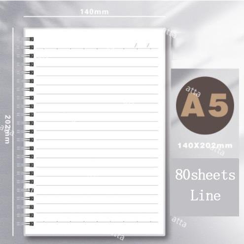 A4/B5/A5/A6 80Sheets Transparent Cover Spring Notebook Line/Blank/Grid ...