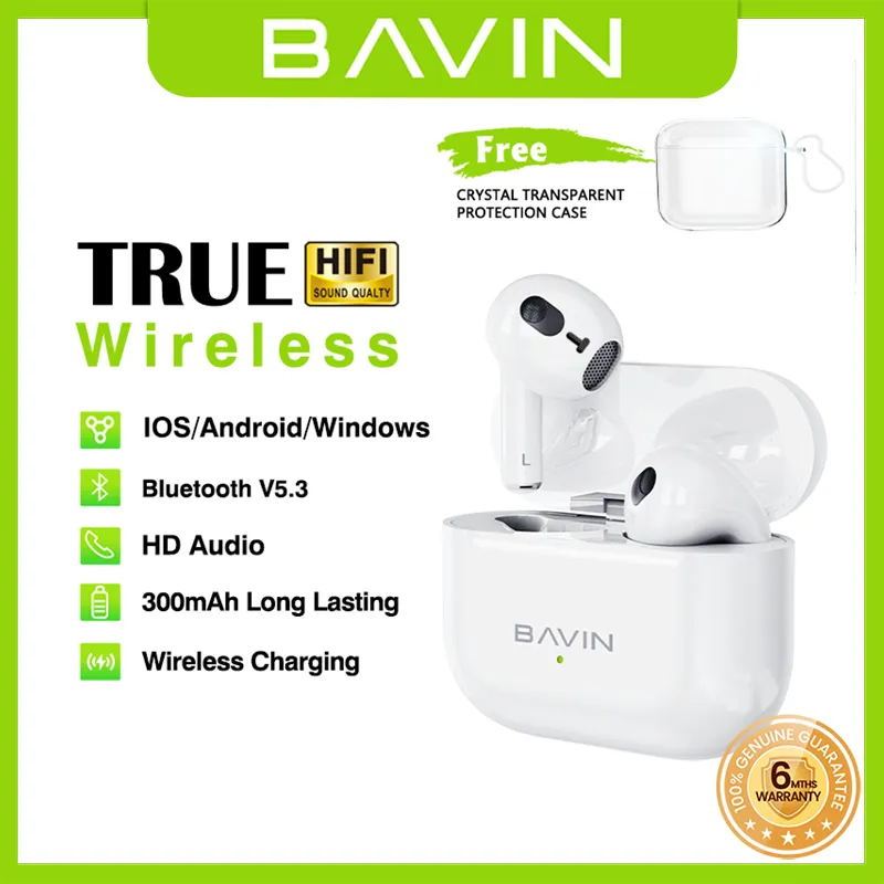 CASE BAVIN BA37 Wireless TWS Bluetooth V5.3 EarphoneWireless Charging ...