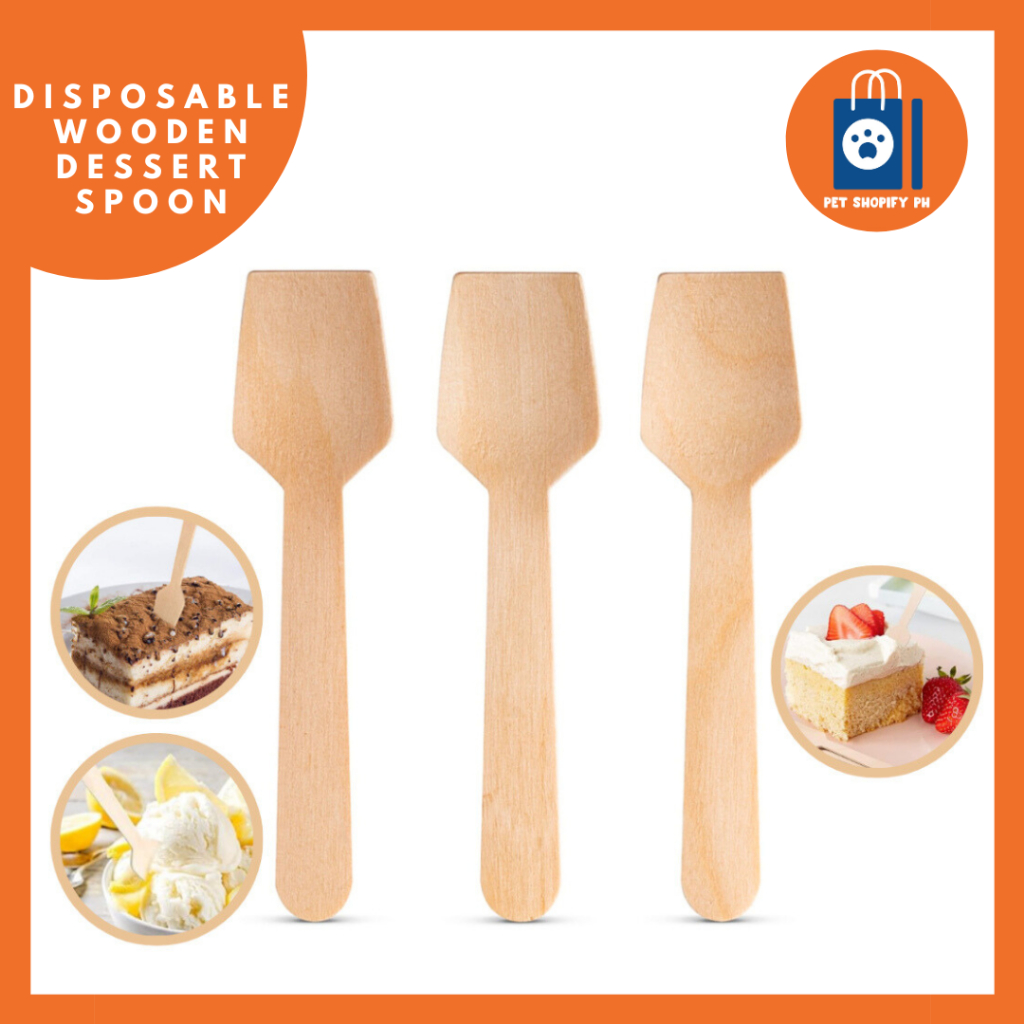 Disposable Wooden Dessert Spoon 25pcs 50pcs 100pcs | Shopee Philippines