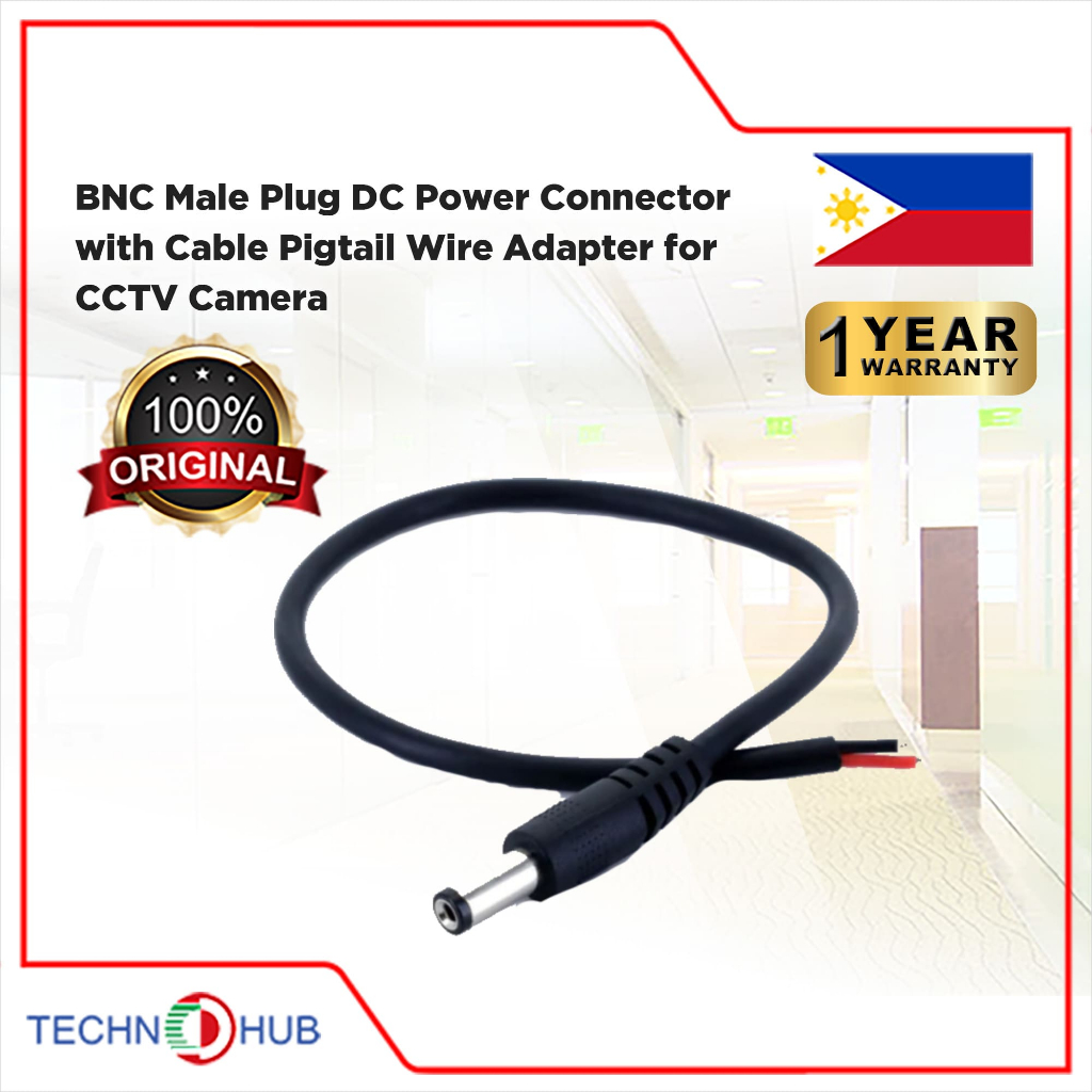 BNC Male Plug DC Power Connector with Cable Pigtail Wire Adapter for ...