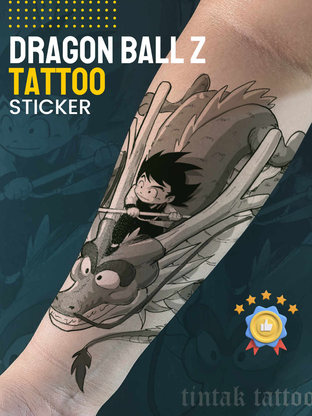 Goku and Shenron Dragon Ball Z Waterproof Temporary Tattoo Stickers by ...