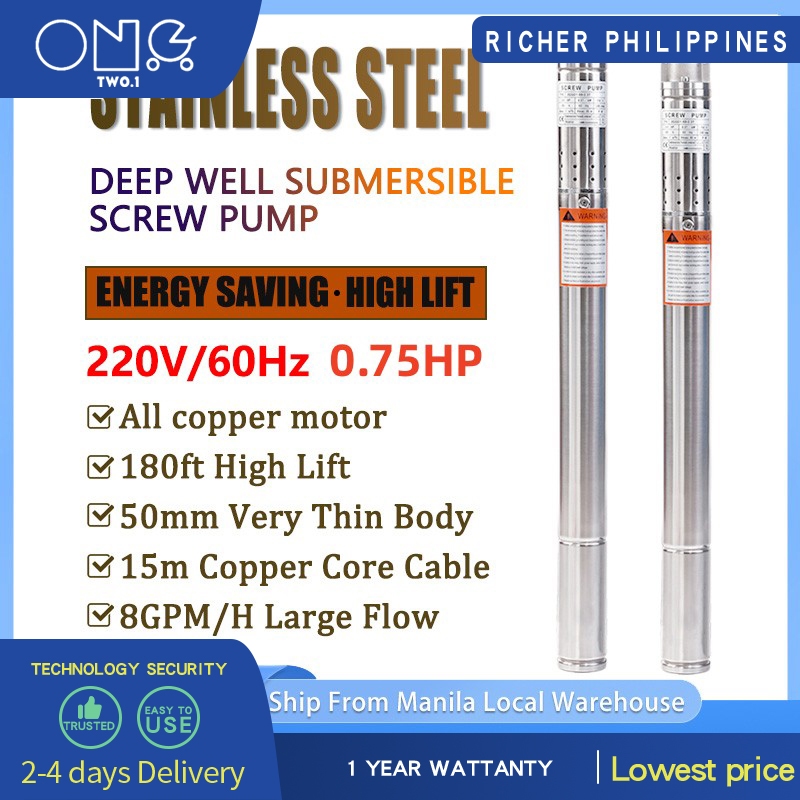 New 2Inch Submersible Pump 0.5/1HP Water Pump Deep Well 220V 60Hz 180ft ...