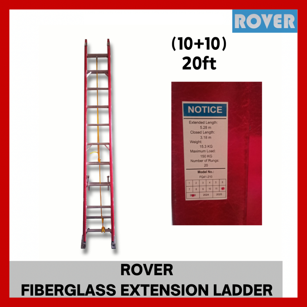 ROVER Fiberglass Extension Ladder 10+10 steps | Shopee Philippines