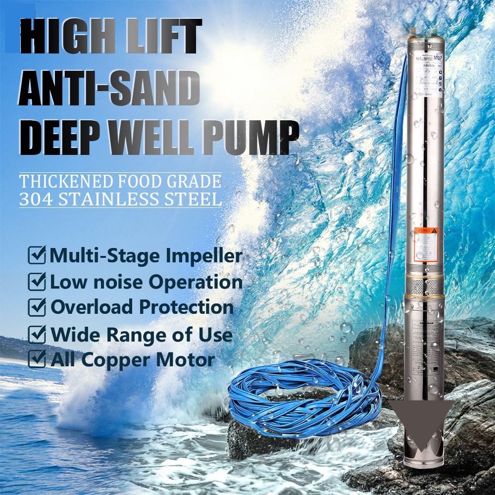 New 2inch (50mm) Submersible Bore 0.5 HP 370 Water Pump Deep Well 220V ...