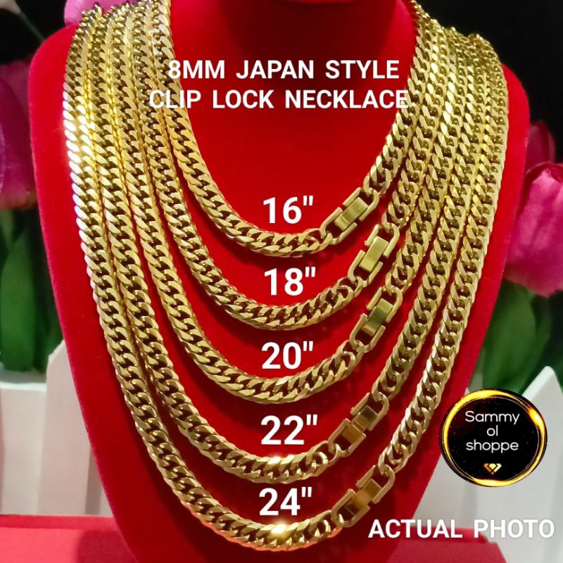 SOS 8MM JAPAN CUT STYLE CLIP LOCK NECKLACE FOR MEN | Shopee Philippines