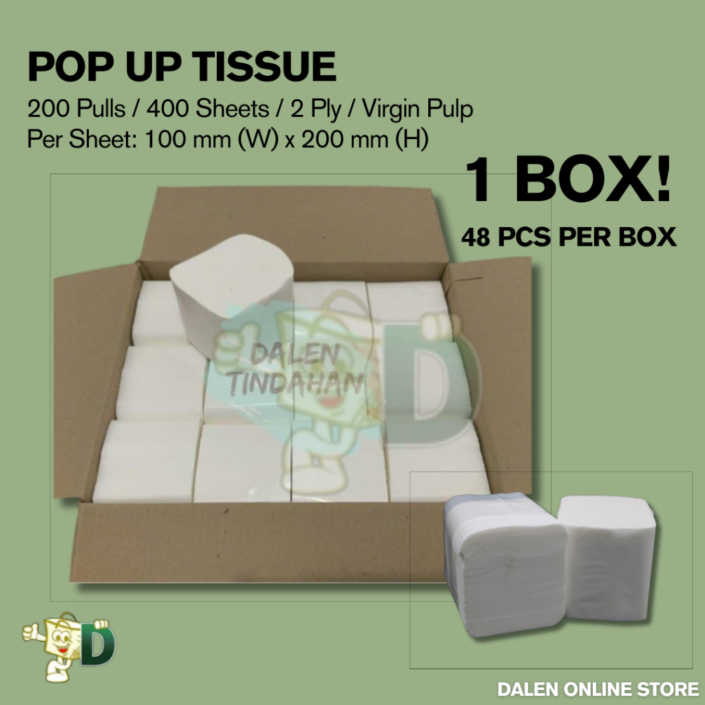 1 BOX | Pop Up Tissue 48 Pieces/ 200 Pulls / 400 Sheets / 2 Ply ...