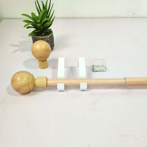 CHS YELLOW WOOD FINISH design Round Head Extendable Curtain Rod ...