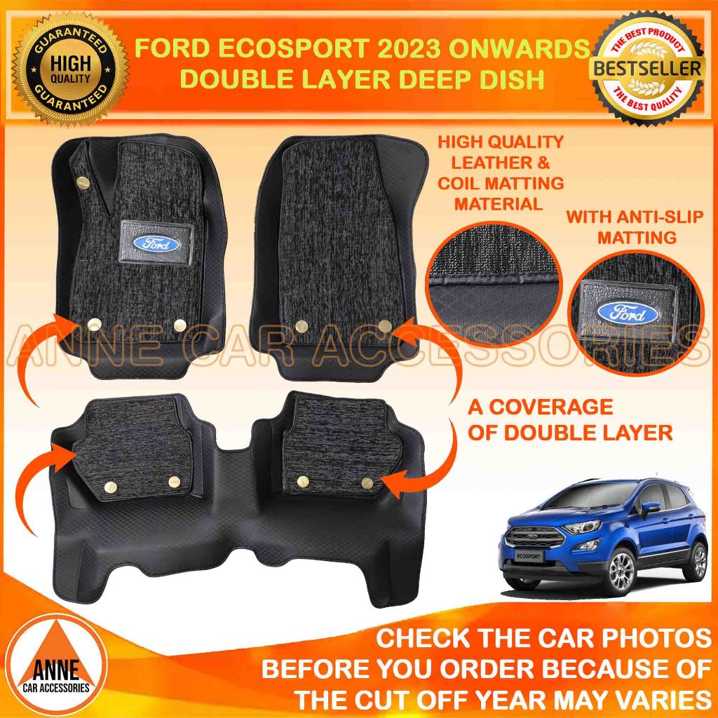 Double Layer Car Deep Dish Matting for Ford Ecosport 2023 Onwards Car ...