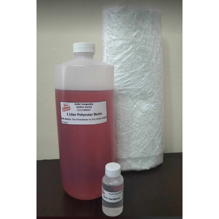 Fiberglass 1L DIY Fiber Set (H) -Kit 1 - Kit 12 (1L Resin, 30ml Hardener, 1/4kg CSM/WRC to ...