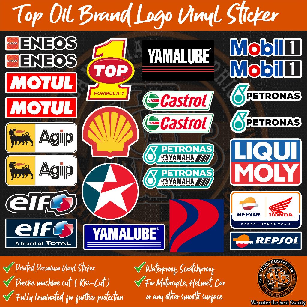 Top Oil Brand Logo Vinyl Sticker for motorcycle car Waterproof ...