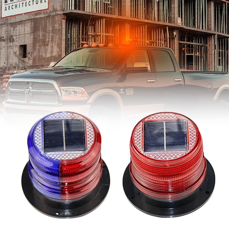 Solar-Energy LED Beacon Strobe Light Red Blue with Magnetic Base ...