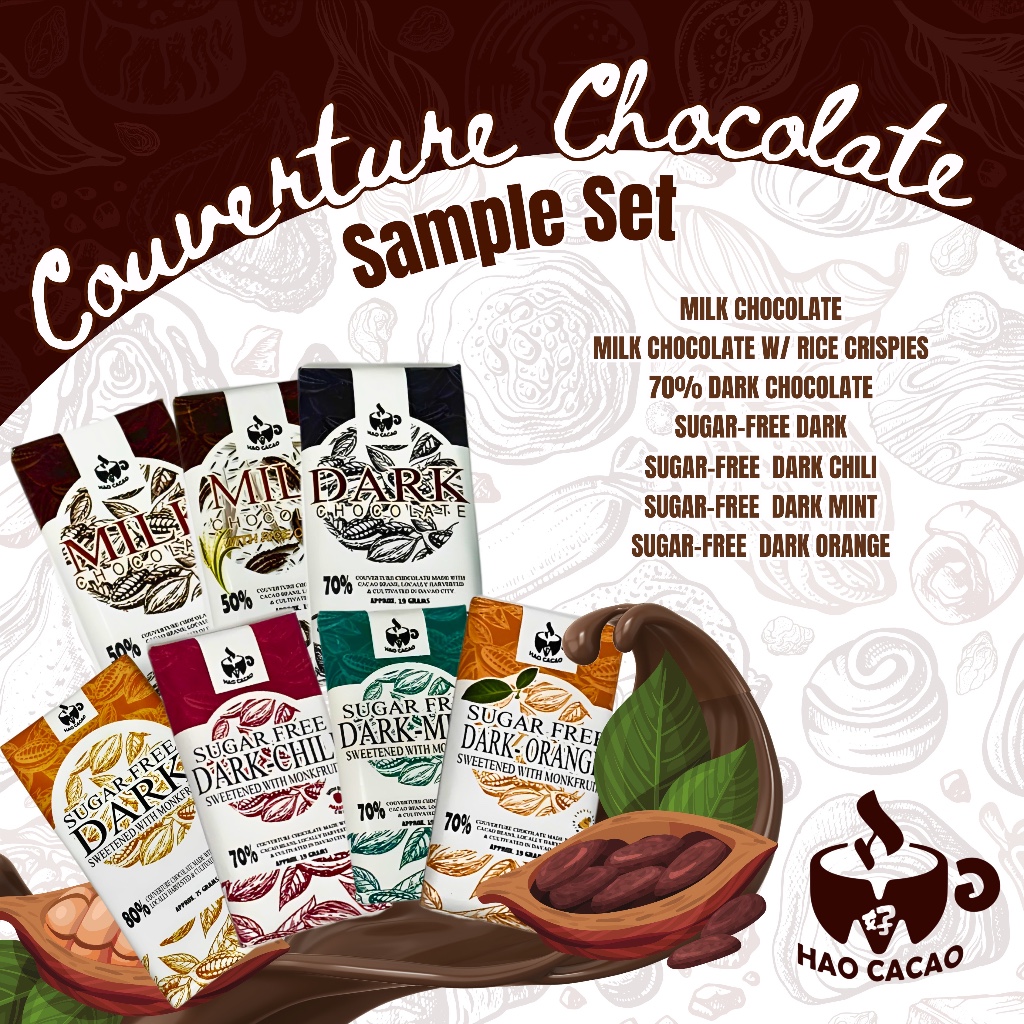 HAO CACAO Couverture Chocolate Sample Set (7pcs Assorted 19g bars ...