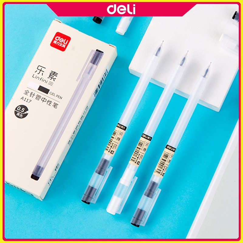 Deli Gel Pen 0.5mm Black Writing Sign Pen Student Stationery School ...