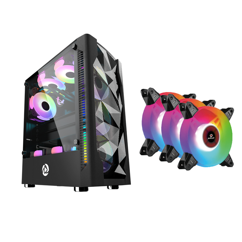 Inplay Meteor 03 Mid Tower Case Tempered Glass Gaming Computer Case ATX ...