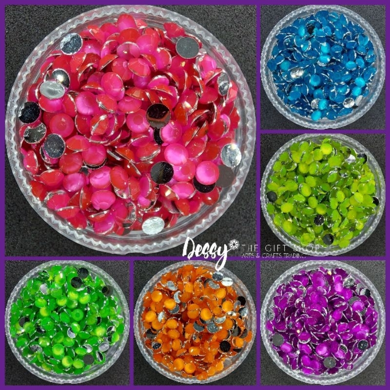 4mm Rhinestones Neon Colors - 100 pcs - Nail Art Rhinestone Glitter Gem ...