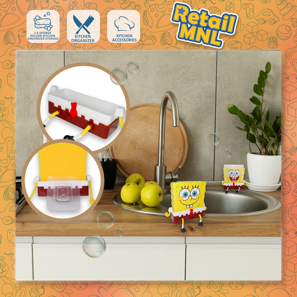 Retailmnl Cute Cartoon Sponge Holder SpongeBob Kitchen Organizer ...
