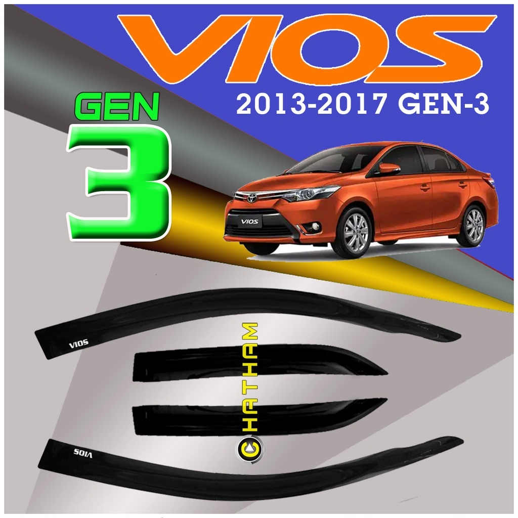 Toyota Vios Gen 3 2013 2014 2015 2016 2017 2018 Rain Visor - Window ...